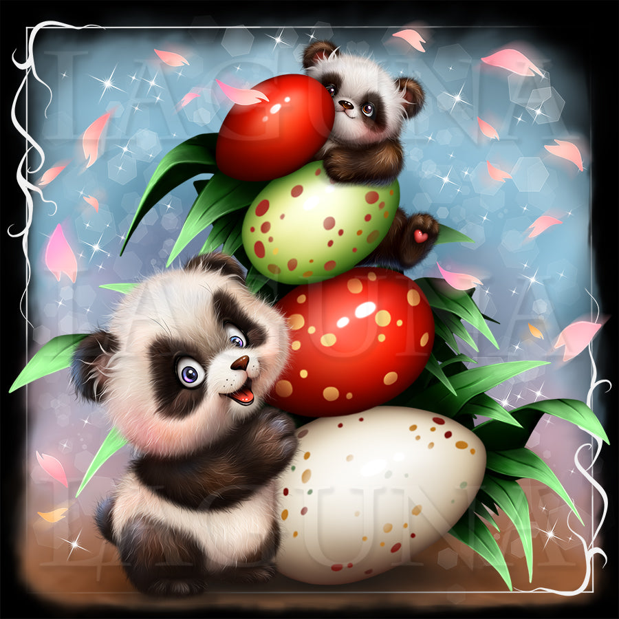 Easter Pandas and Pile of Eggs – Laguna Art Shop