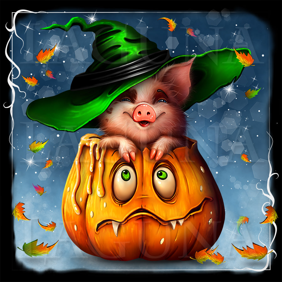 Halloween Piggy in Pumpkin – Laguna Art Shop